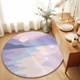 Abstract Ocean Area Rugs 4' (Round) Purple Mountain Sun at Sunset Floor ...