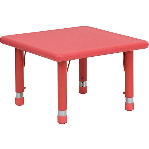 Adjustable Height Square Plastic Activity Table 24, Red - Walmart.com
