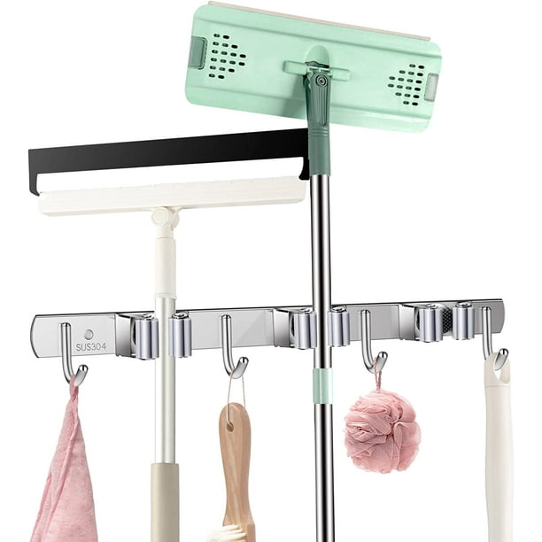 2 Pack Mop and Broom Holder Wall Mount, broom and mop organizer wall ...