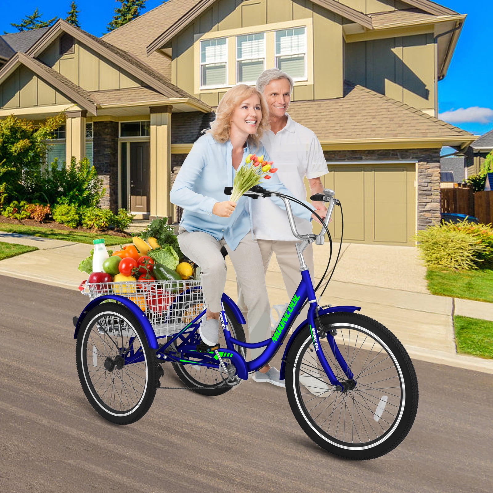 ABORON 20/24/26 inch 7 Speed Adult Tricycles with Big Basket,3-Wheels ...