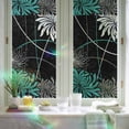 Bohemian Teal Floral Window Privacy Film, Modern Artistic Boho Grey ...