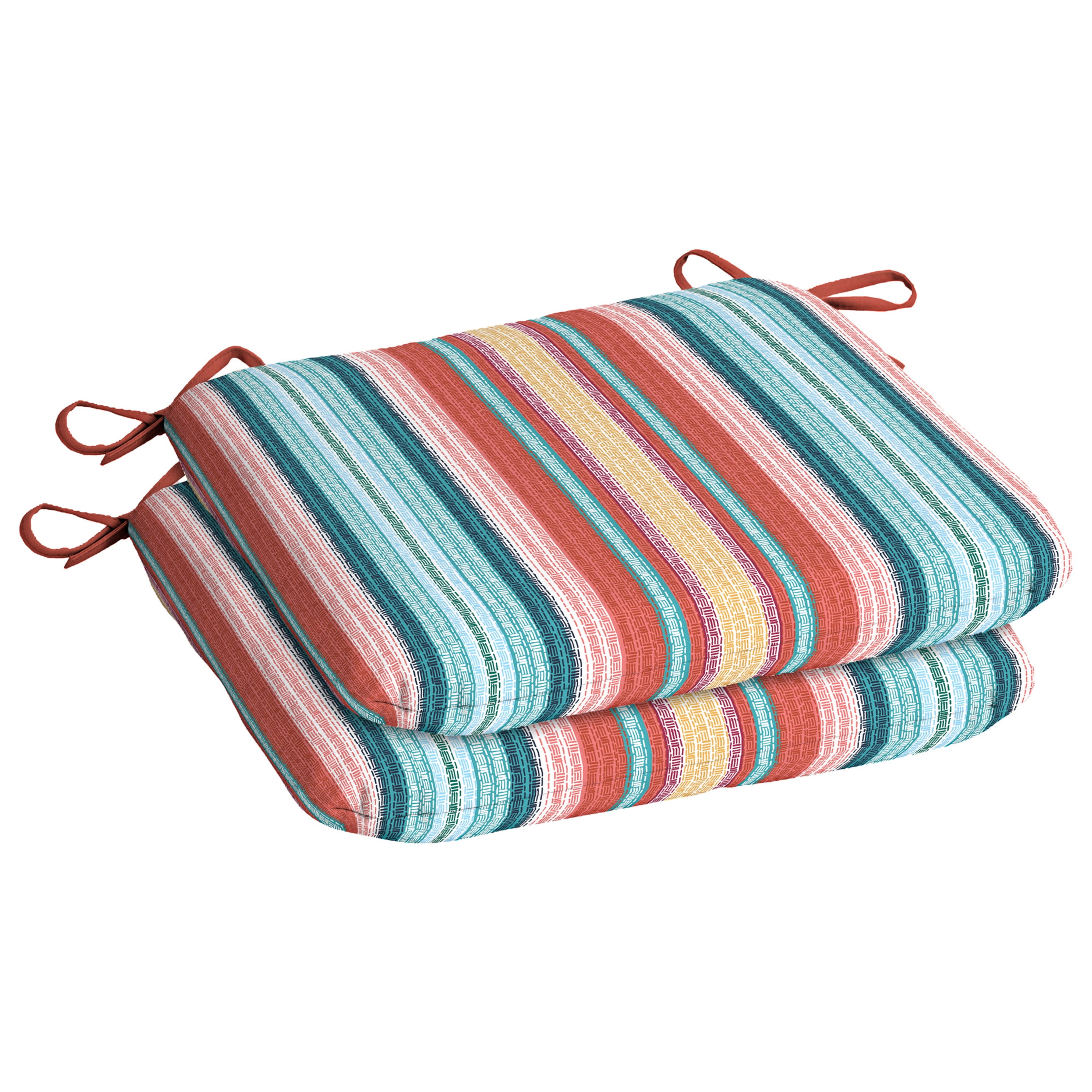 Mainstays 15.5" x 17" Multi-color Stripe Rectangle Outdoor Seat Pad (2 ...