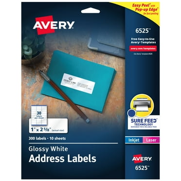 "Avery Matte Clear Address Labels for Laser Printer, Sure Feed, 1"" x 2 ...