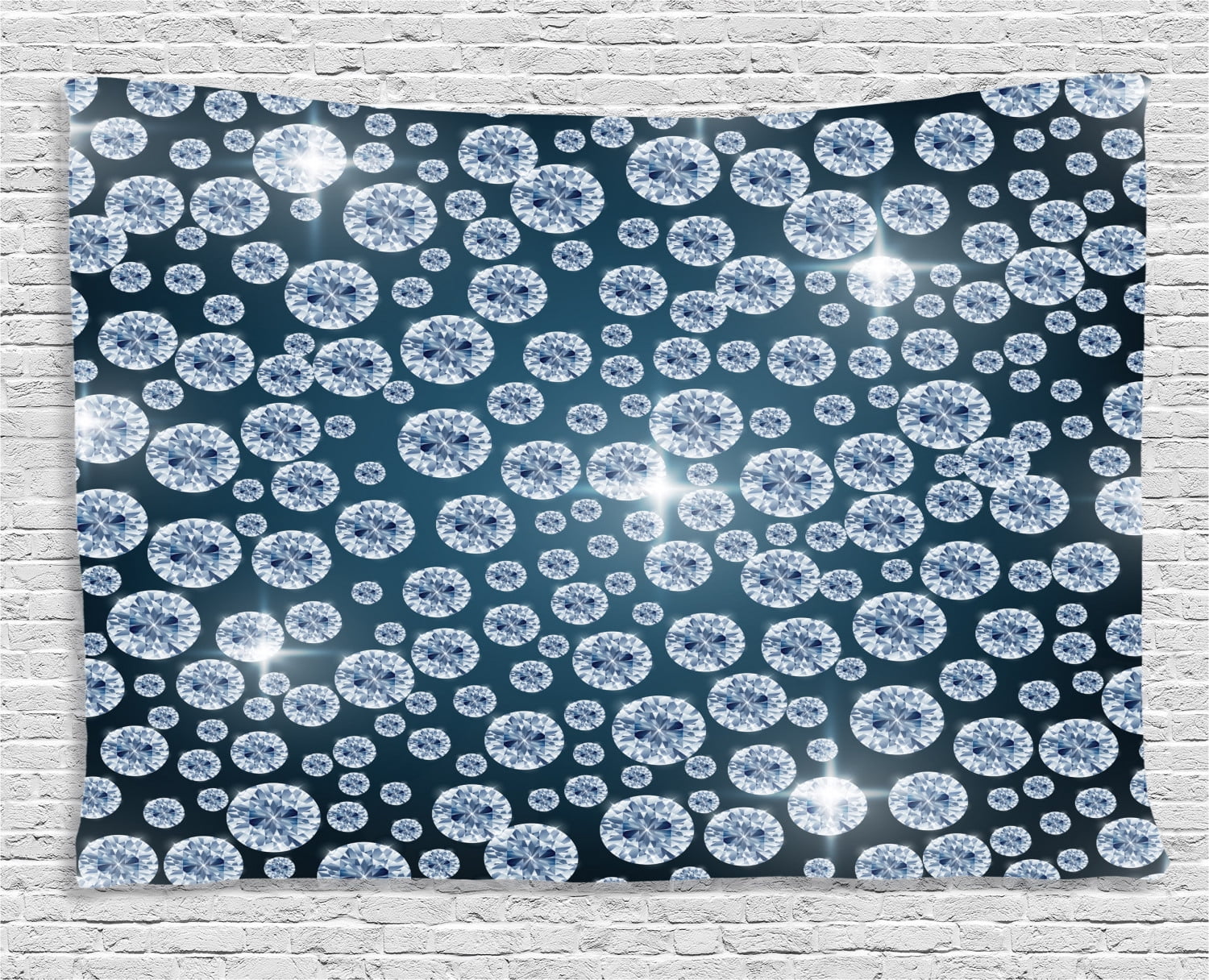 Diamond Decor Tapestry, Diamonds Backdrop Carbon Atoms in Cubic ...