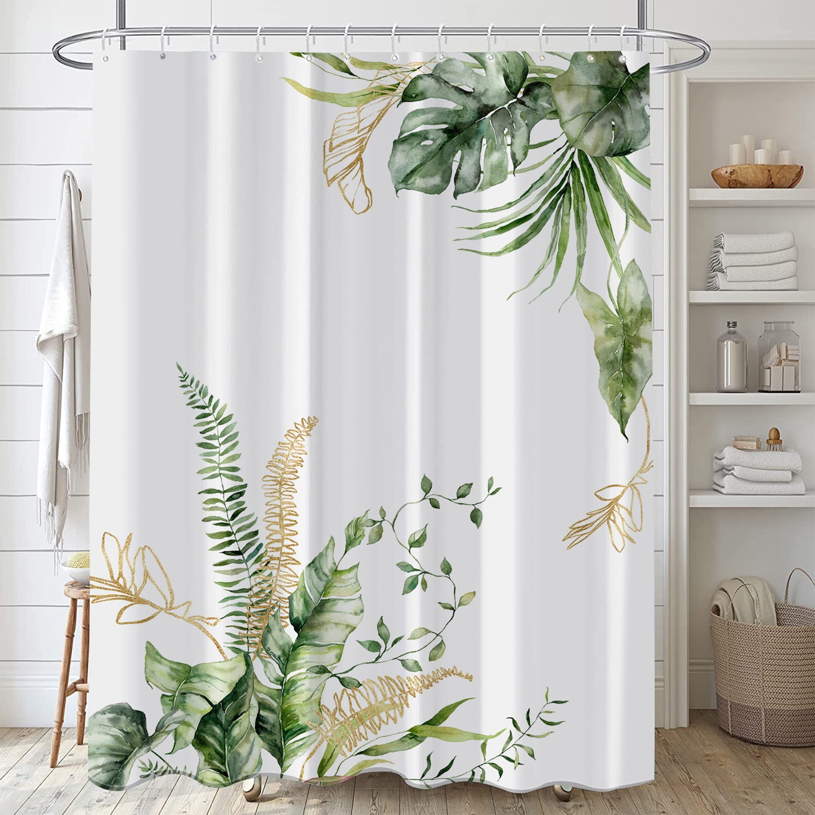 Click here for Flmtop Green Leaf Shower Curtain Banana Leaf Palm... prices