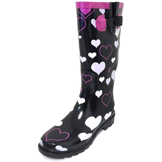 Wrb Womens Rain Boots Waterpoof Rubber Mid Calf Colors Wellie Snow Rainboot