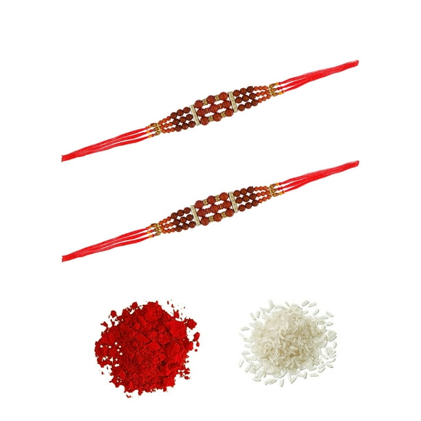 Crunchy Fashion Designer Divine Rudraksh Rakhi Set With Roli Chawal ...