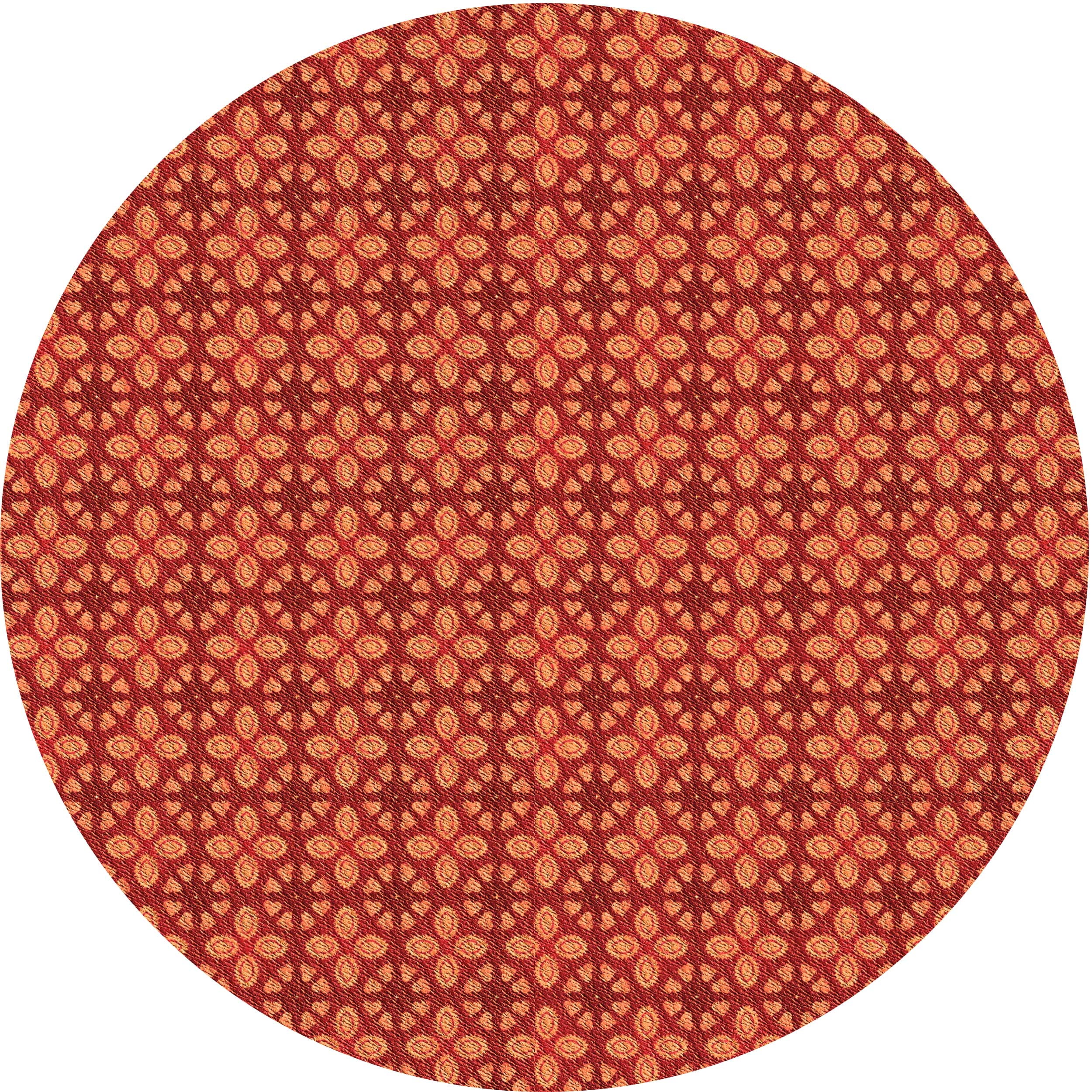 Ahgly Company Indoor Round Patterned Neon Orange Area Rugs, 6' Round ...