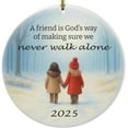 Friendship Decor Hanging Ornament Round Sea Glass Keepsake For ...