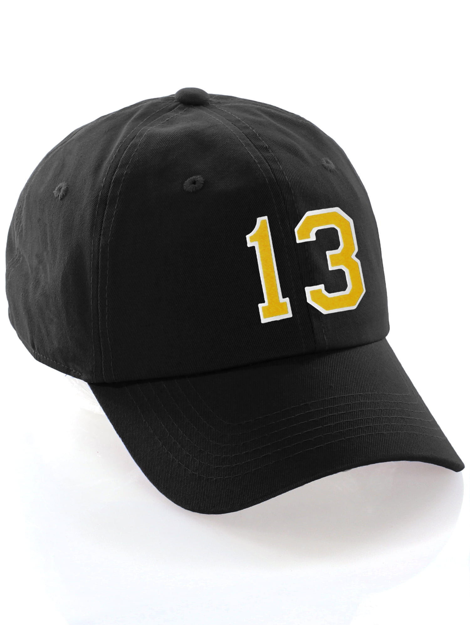 Customized Number Hat 00 to 99 Team Colors Baseball Cap, Black Hat ...