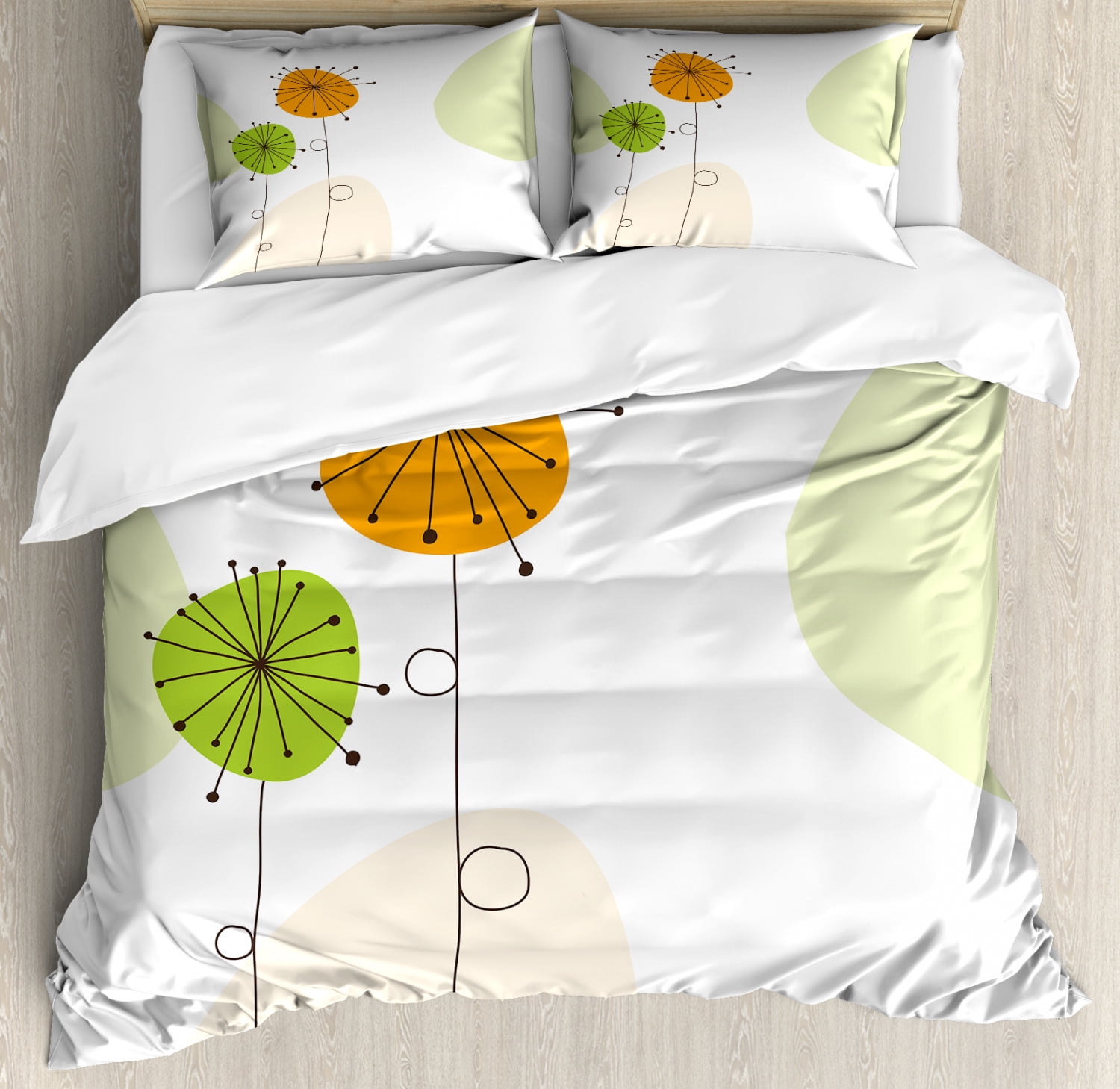 Dandelion Duvet Cover Set Queen Size, Abstract Flower Celebration Theme ...