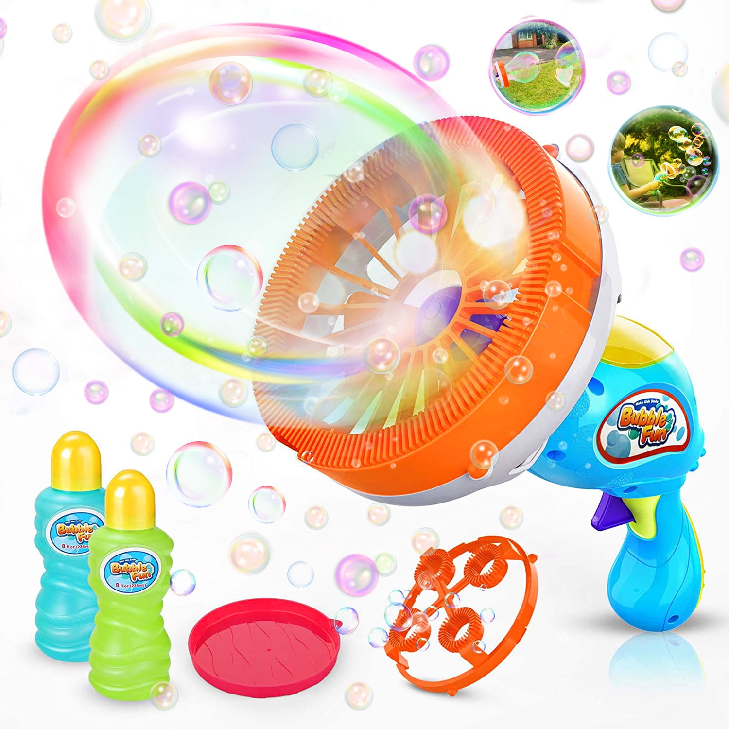 WisToyz Bubble Machine, Bubble Blower Gun, Giant & Small Bubble Maker ...
