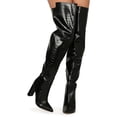Lemonade Croc Embossed Pointy Toe Chunky Heel Thigh High Boot 20368 ...