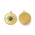 5pc Natural African Jade Pendants Flat Round Charms with PVD Vacuum ...