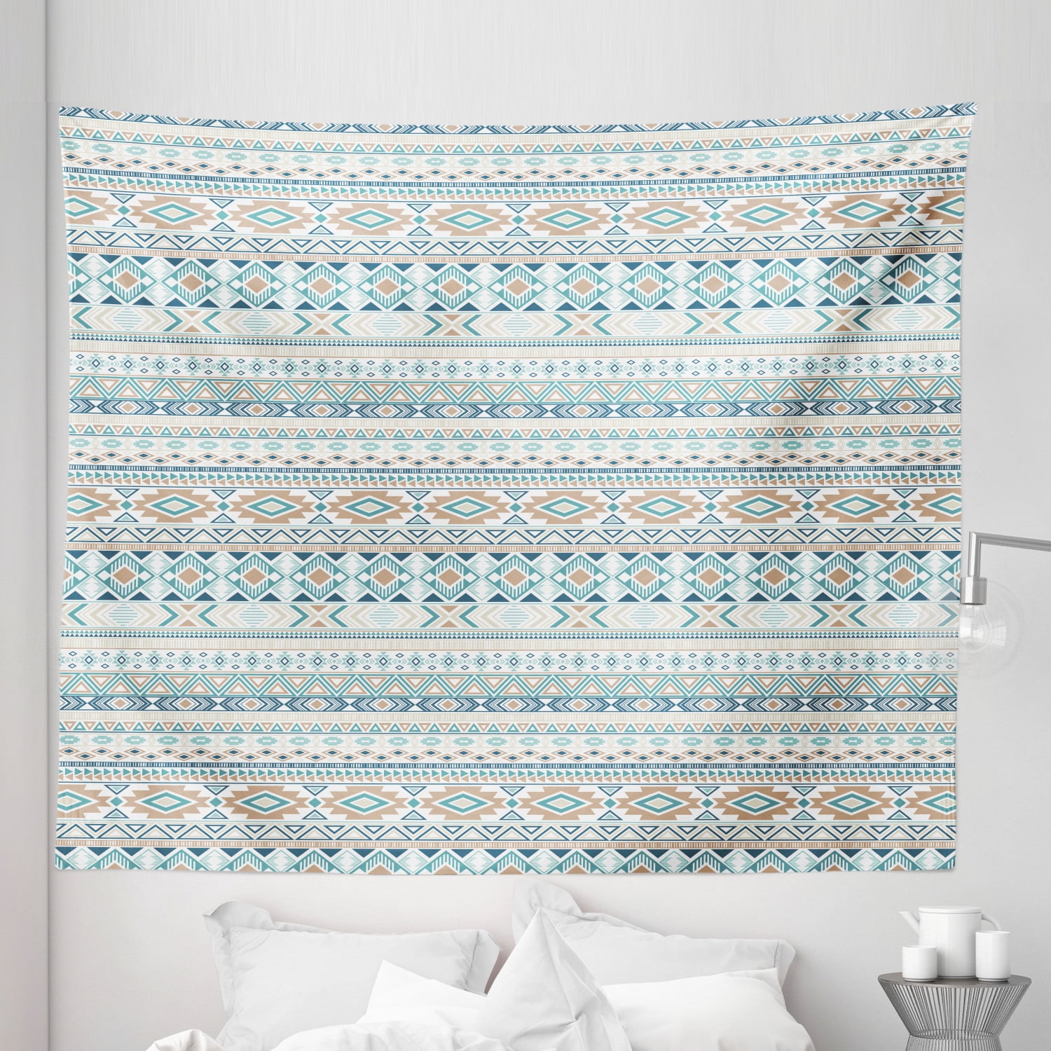 Aztec Tapestry, Geometric Print of Civilization Ornaments in Pastel ...