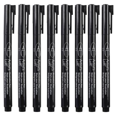 6 Packs: 3 ct. (18 total) Black Illustration Pens by Artists Loft ...