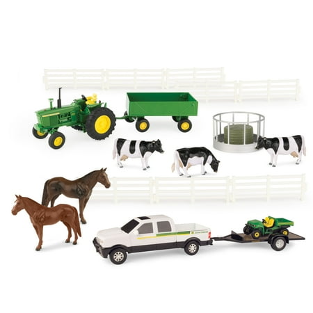 John Deere Toy Tractor Value Set, Tractor & Farm Animal Toys, 1:32 ...