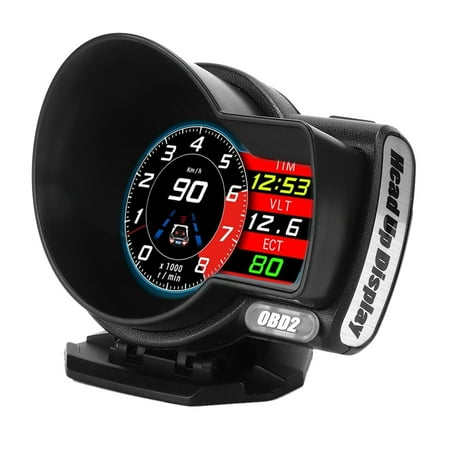 Water Temp Meter Multifunction LCD Car HUD Head Up Display Digital OBD2 ...