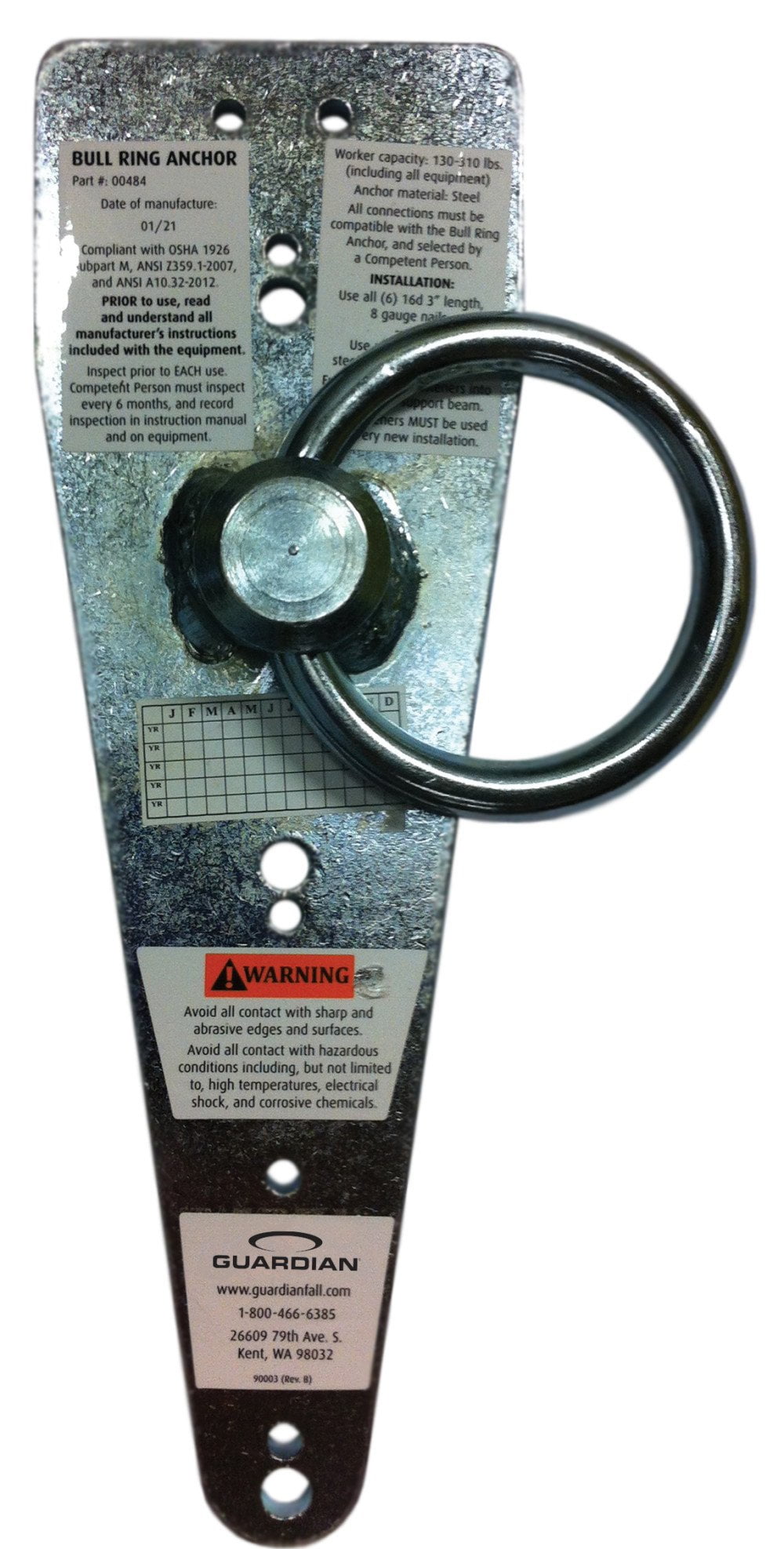 Guardian Fall Protection Bull Ring Anchor - Walmart.com