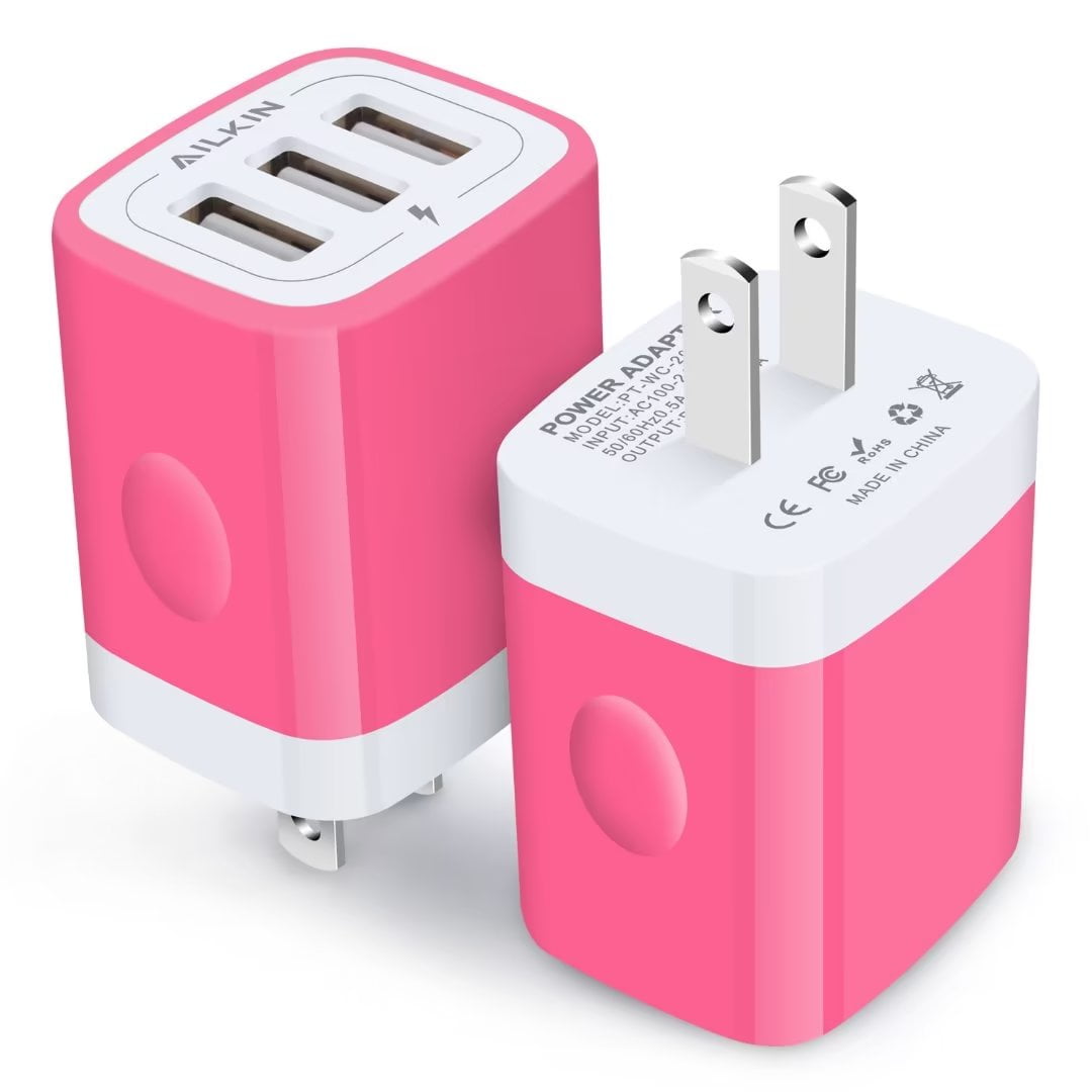 AILKIN Wall Charger,USB Charger Adapter,3.1A/2PACK Multi Port Fast ...