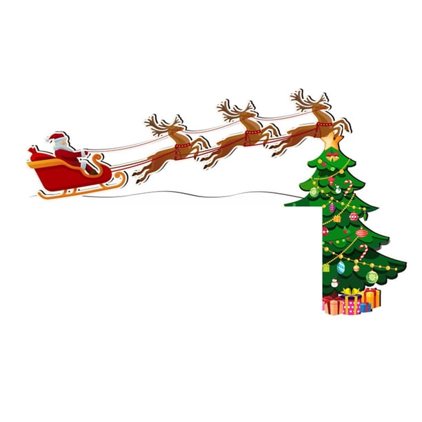 Santa Wooden Door Corner Door Frame Decorative Wall Stickers Holiday ...