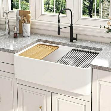 Free Shipping! 30 inch White Farmhouse Sink, Fireclay Porcelain Single ...