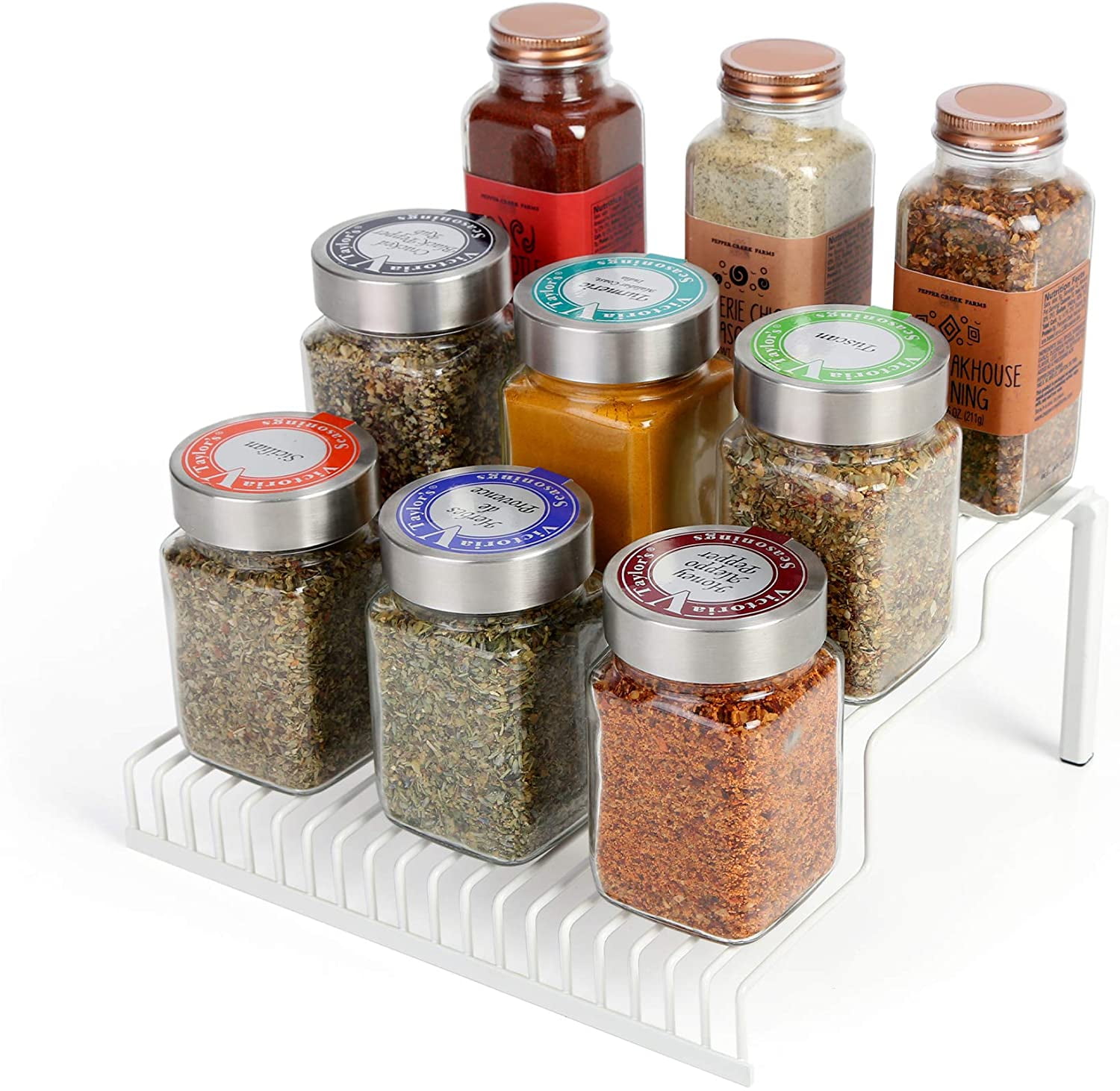 Smart Design Heavy Duty 3-Tier Spice Rack Shelf Organizer - Steel Metal ...