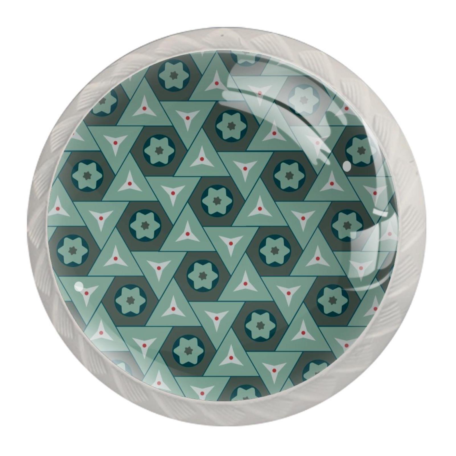 4 Pcs Geometric Floral Triangle Knobs for Kitchen Cabinet Cupboard ...