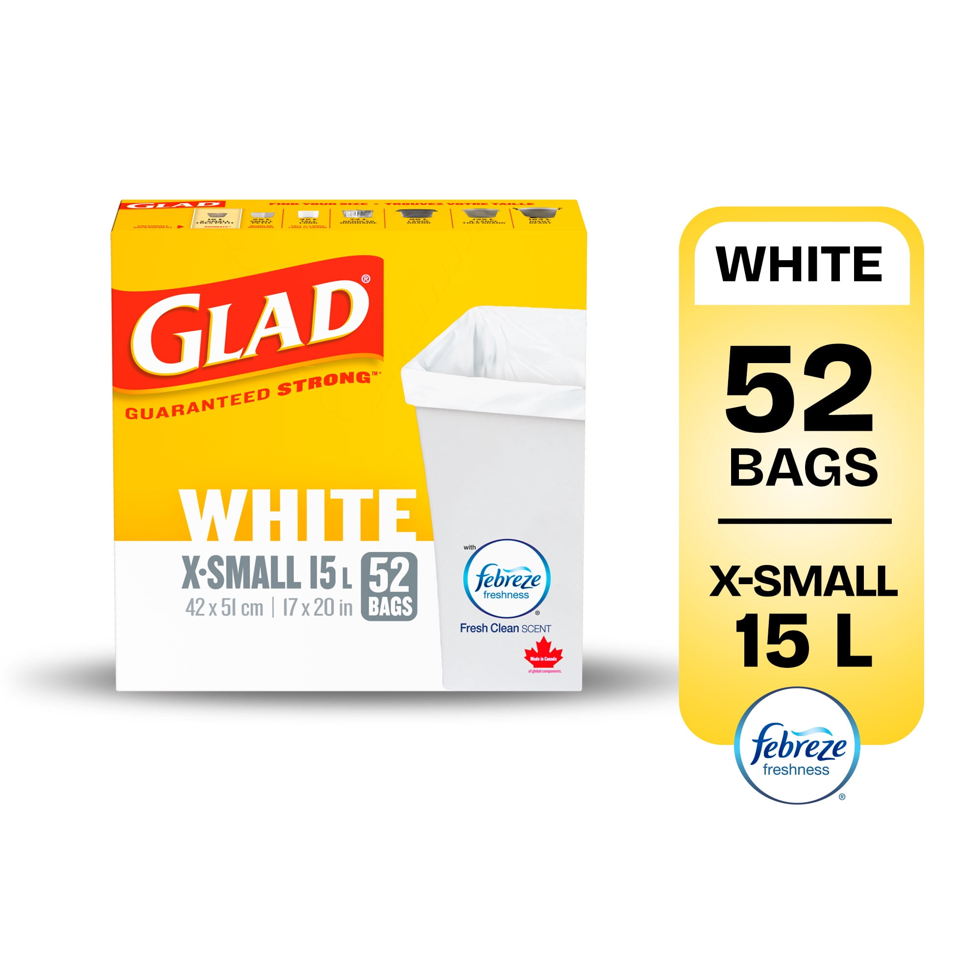 Click here for Glad White Garbage Bags - X-Small 15 Litres - Febr... prices