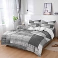 Black White Wood Stripes Duvet Cover Set Full Size, Retro Geometric ...