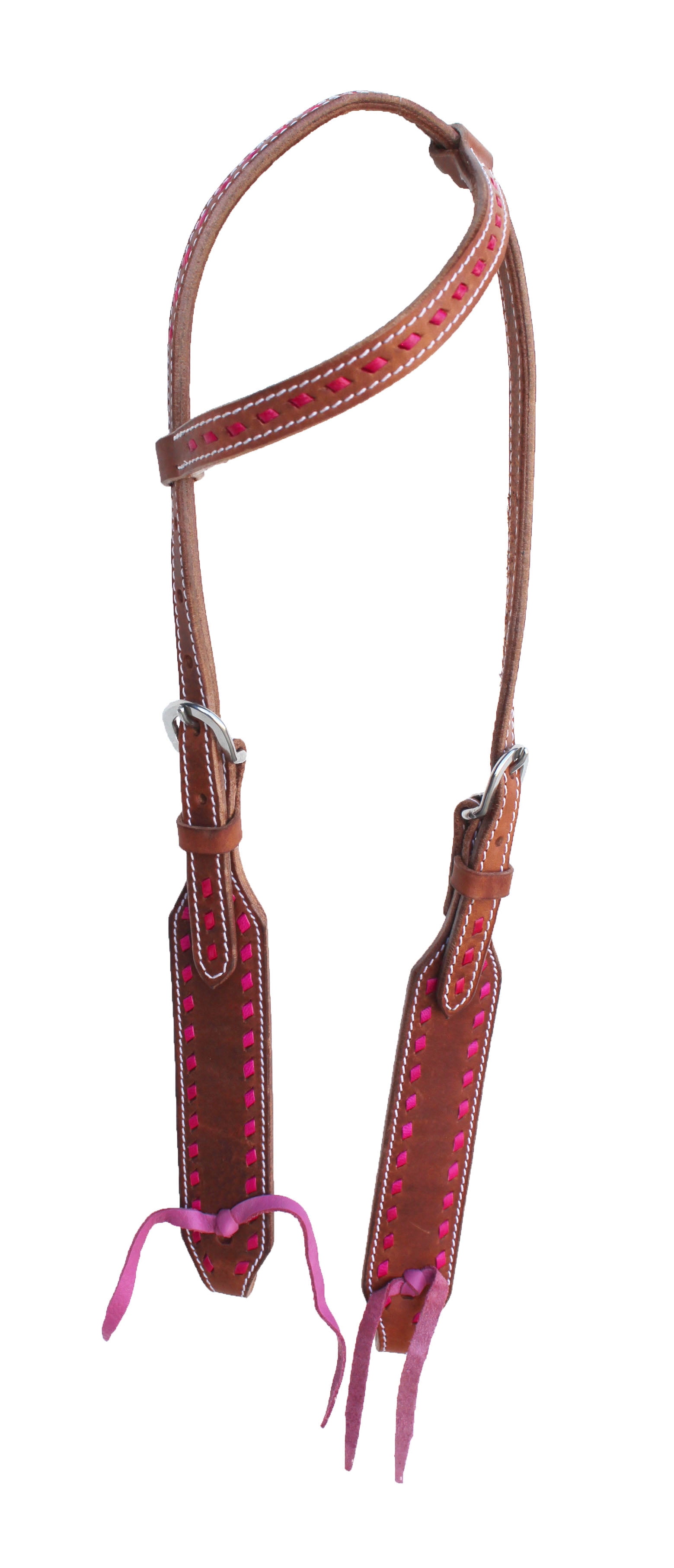 Horse American Leather Western Pink Buckstitch One Ear Headstall Bridle ...