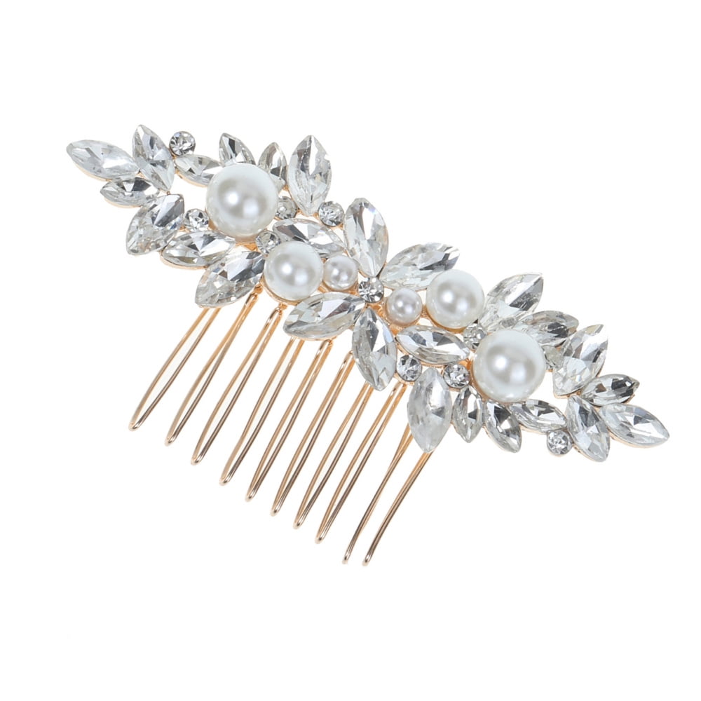 Bride Hair Side Comb Clips Luxurious Pearls Messy Bun Maker Tiara for ...