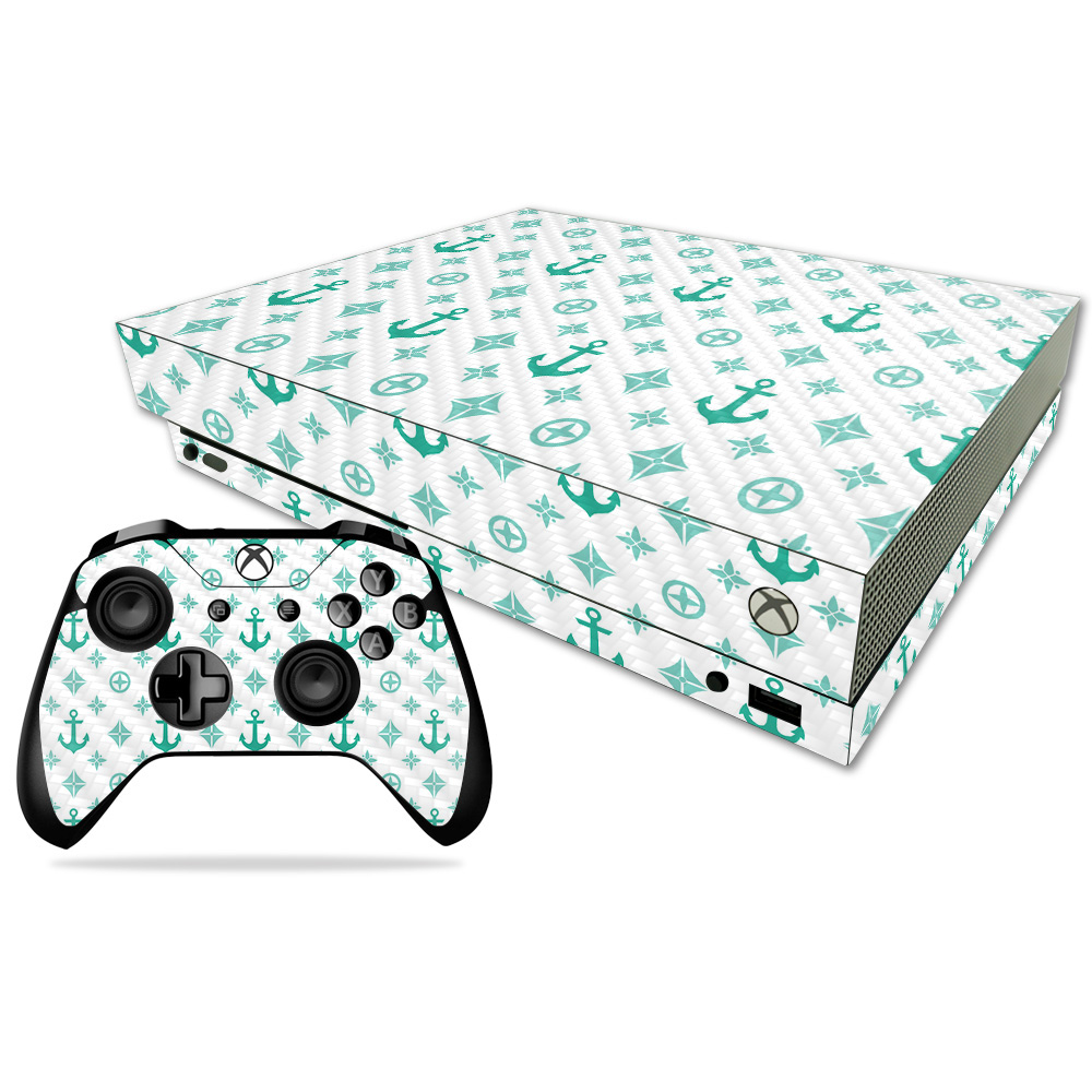 Carbon Fiber Skin Compatible With Microsoft Xbox One X Teal Designer ...
