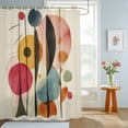 Bathroom Shower Curtain Abstract Circle Stripe Color Block Waterproof ...