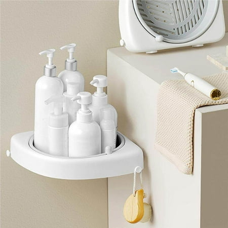Wall Mounted Corner Shelf with Rotatable Wall Corner Rack Corner Tray ...