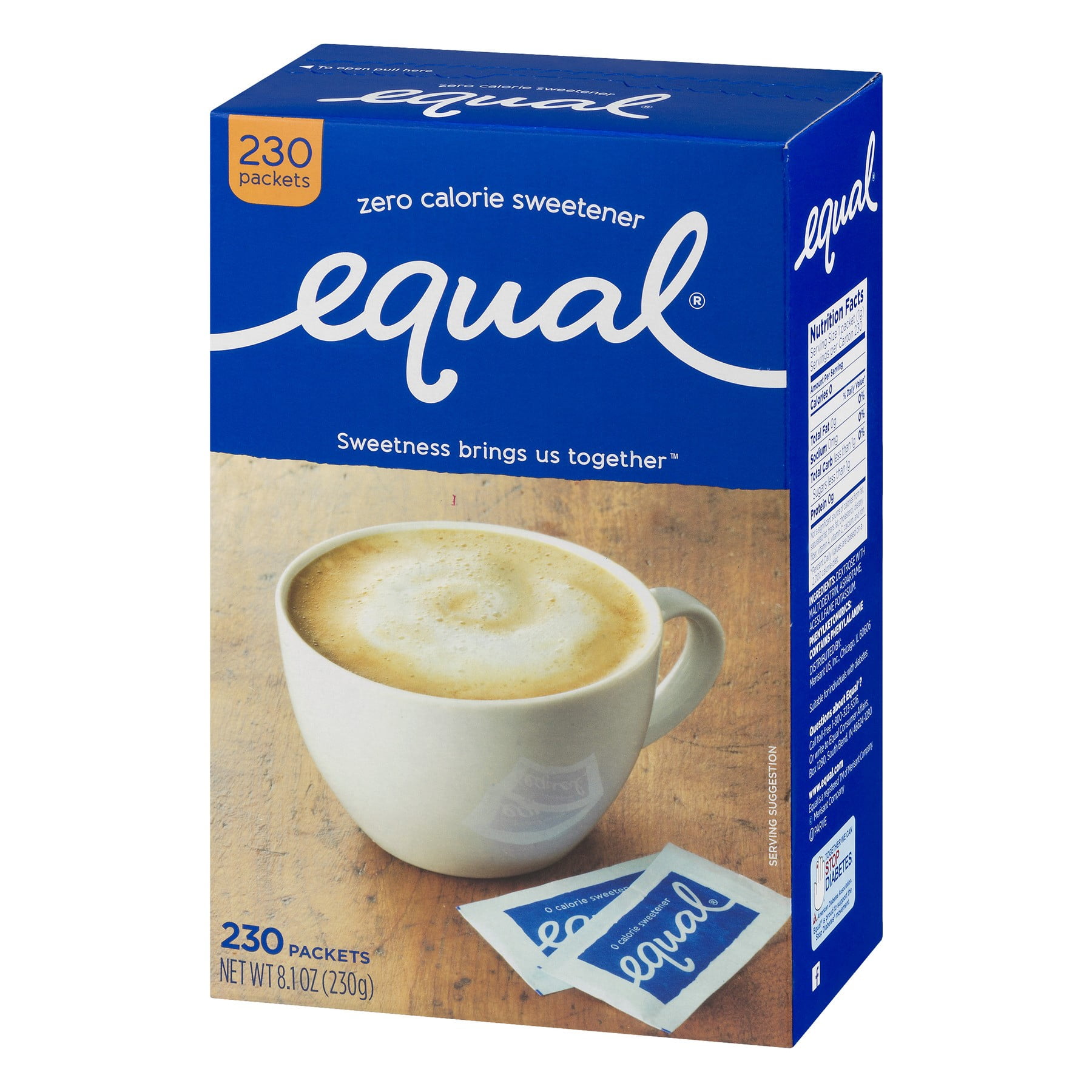 230 Packets Equal Zero Calorie Sweetener Packets Sugar Substitute