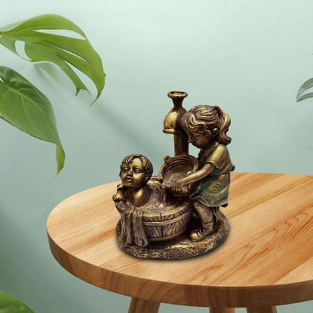 PETSOLA Resin Artwork Children Kids Garden Statue Resin Boy and Girl ...
