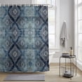 Bohemian Shower Curtain for Bathroom, Blue Mottled Tribal Geometric ...