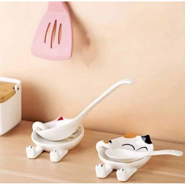 Nomeni Shelf Cat Spoon Rest Ceramic Cute Spoon Holder Rest for Stove Top Cat Kitchen Accessories Stove Holder Utensil Spoon Rest for Kitchen Counter Closet Organizers and Storage B Walmart
