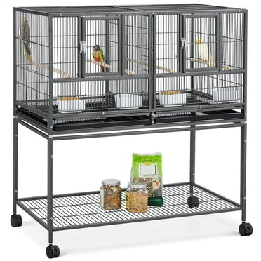 Walnest Outdoor Extra Large Bird Aviary Silver Black Large Parrots ...