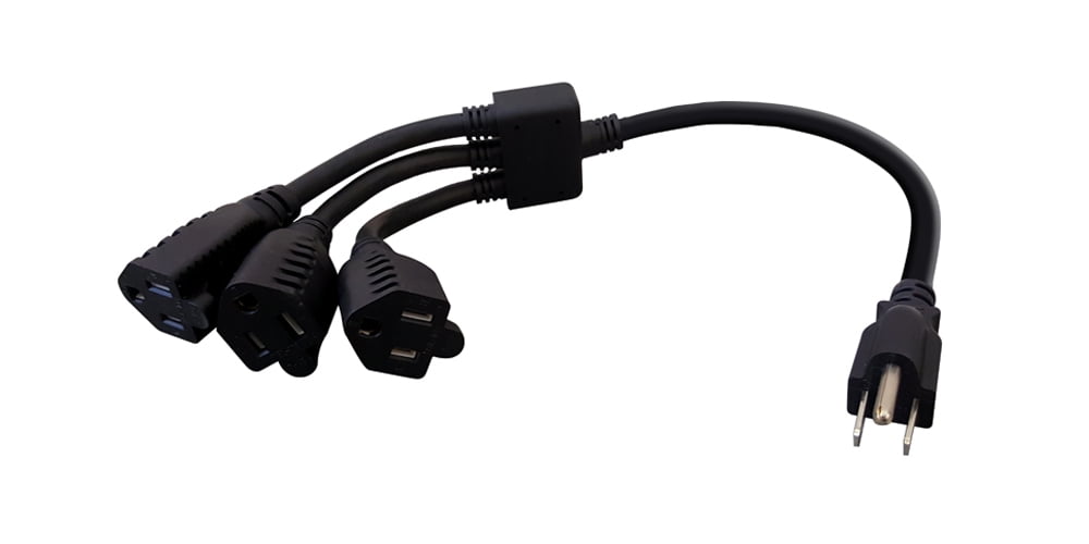 1 In 3 Out AC Power Cord Splitter - Outlet Extension Outlet Space Saver ...