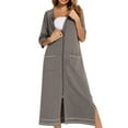 Women's Zipper Robe 3/4 Sleeve Housecoats Full Length House Dress ...