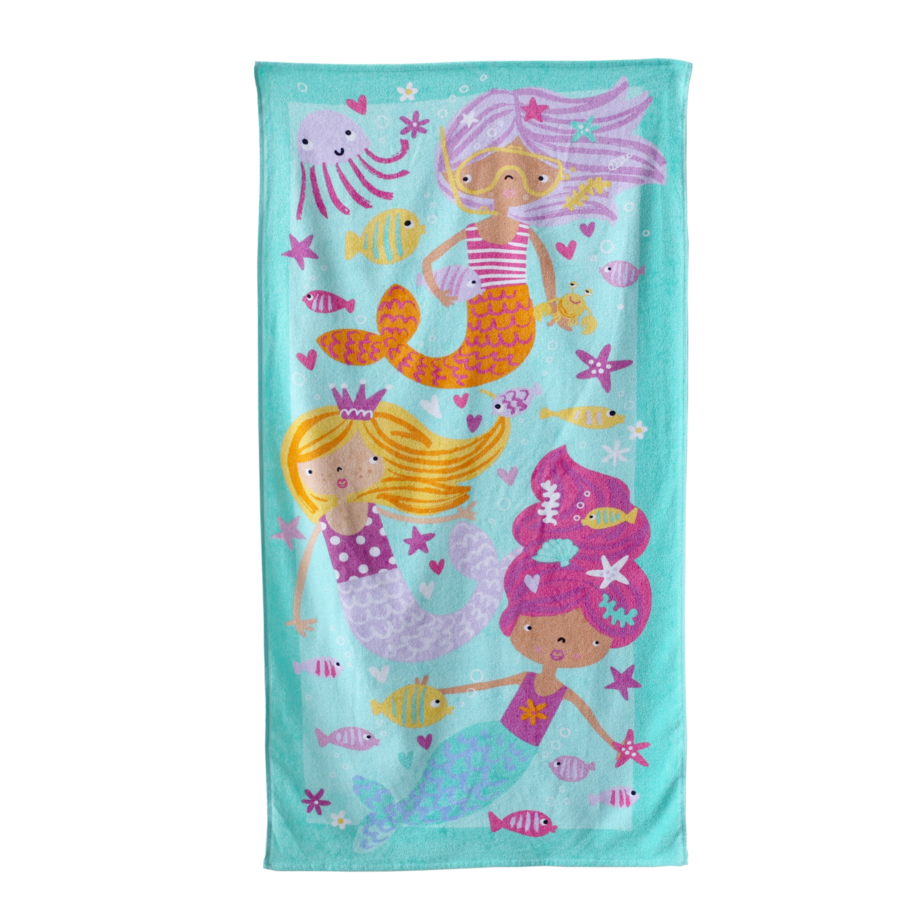 Mainstays Velour Beach Towel, Mermaids, Multi-Color, 28x60 - Walmart.com