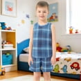 Blue Plaids Pajamas Set Sleeveless Sleepwear Tank Tops with Shorts ...