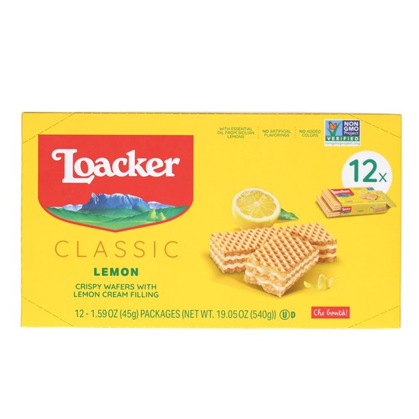 Loacker Classic Lemon Wafers, Non-GMO Crème-filled Wafer Snack, 45g/1 ...