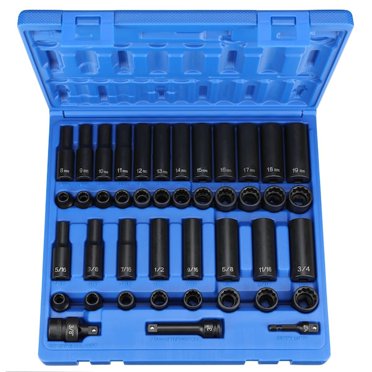 Grey Pneumatic 1326MD 26-Piece 1/2" Drive 6-Point Metric Deep Impact ...