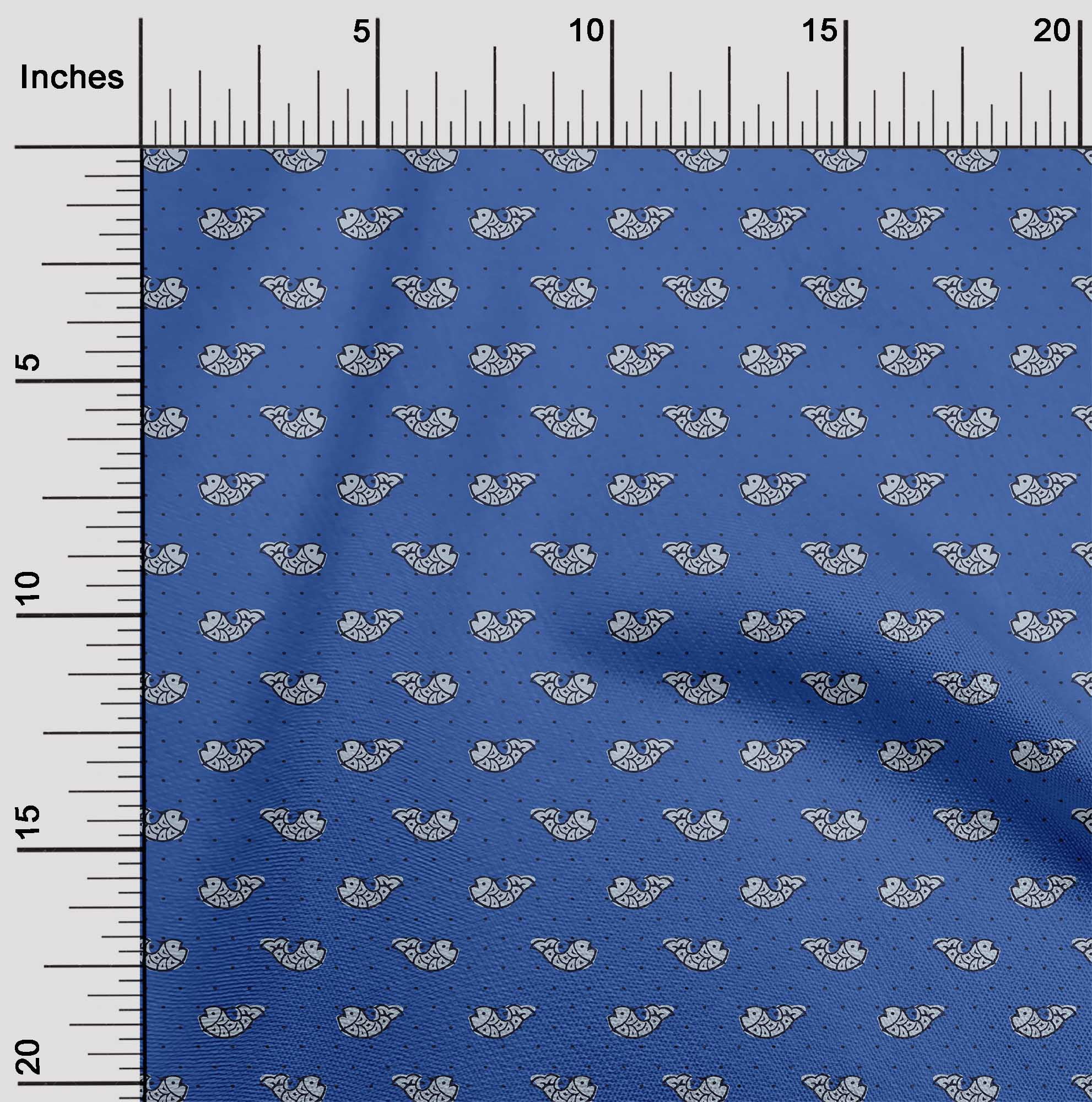 oneOone Viscose Chiffon Fabric Fish Block Printed Fabric 1 Yard 42 Inch ...