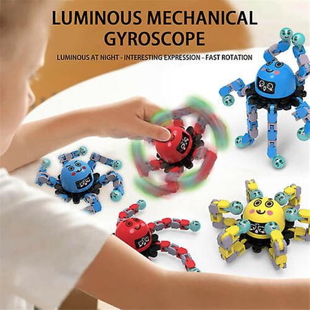 Deformation Robot Mechanical Octo-pus Toy Luminous Gyroscope Kids Gift ...