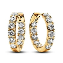 Hoop earrings in Rose w/clear CZ and cut-out heart details Earring ...