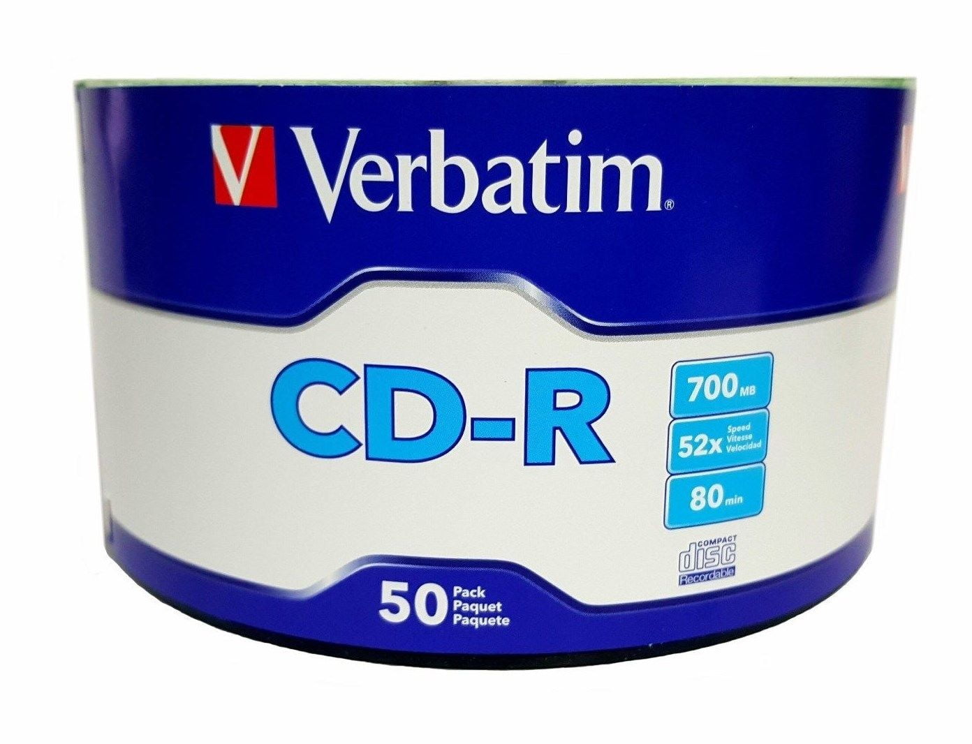 Verbatim CD-R 80MIN/700MB 52X Full Logo (Branded) Silver Matte Surface ...